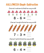 Halloween Worksheet Simple Subtraction - Part 1: Free Download from ...