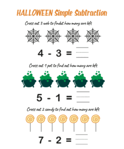 Halloween Worksheet Simple Subtraction - Part 1: Free Download from ...